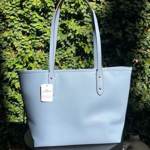Coach | Bags | Coach Nwt Baby Blue Leather Tote Bag | Poshmark